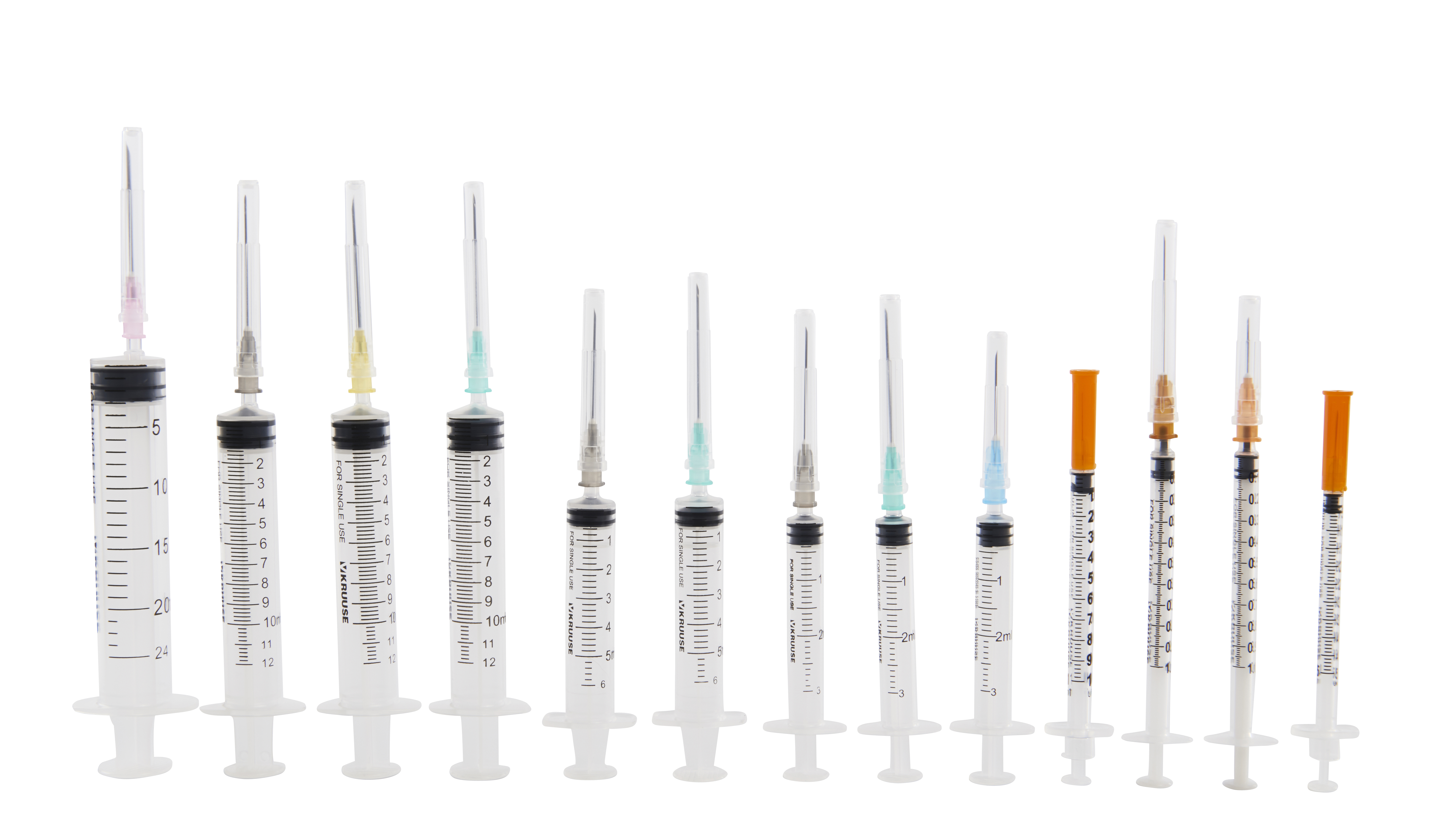 KRUUSE disp. syringe with needle, 3-comp., 1 ml, 25G x 5/8,