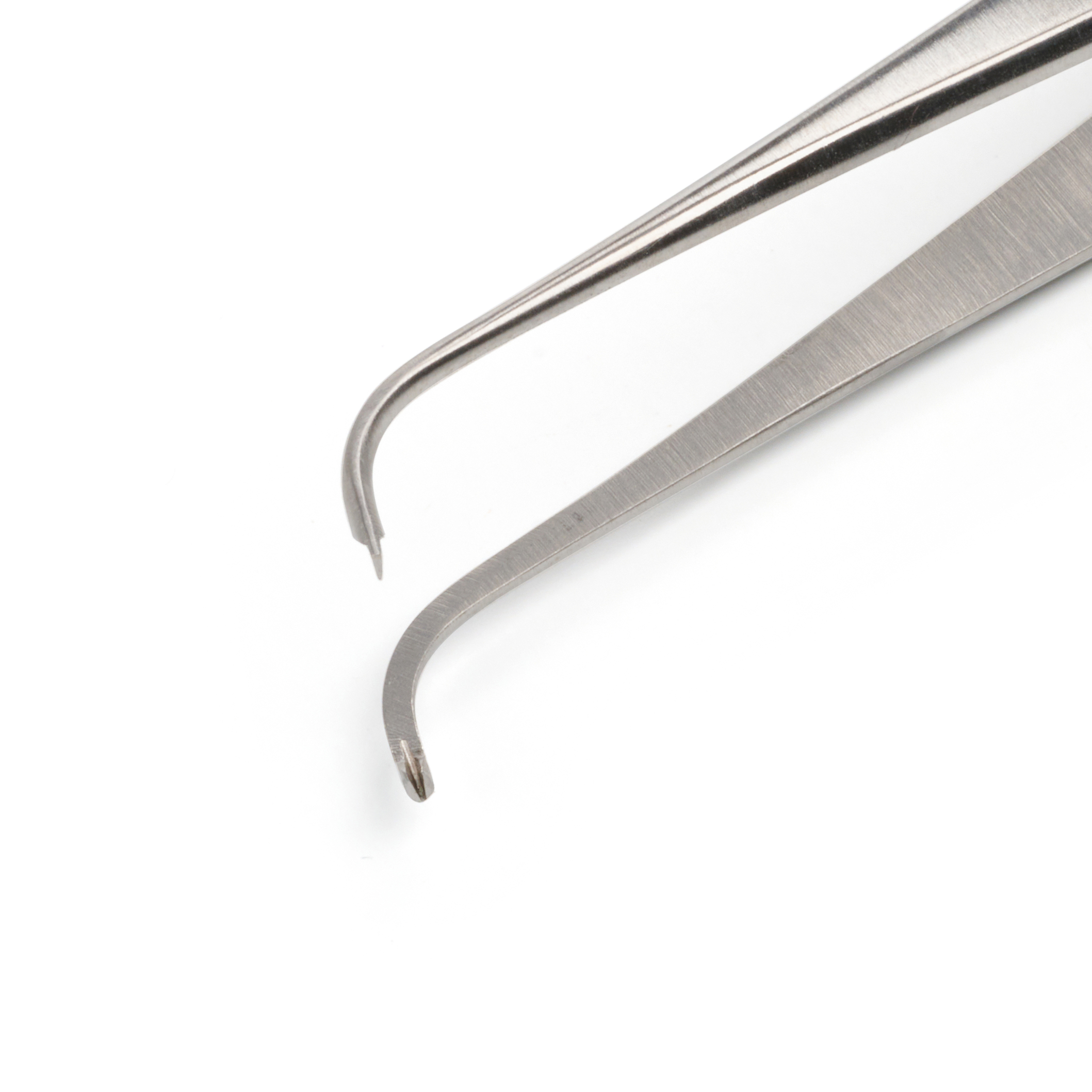 KRUUSE Iris Tissue Forceps, 11.5 cm / 4.5", angled, 1x2 teeth