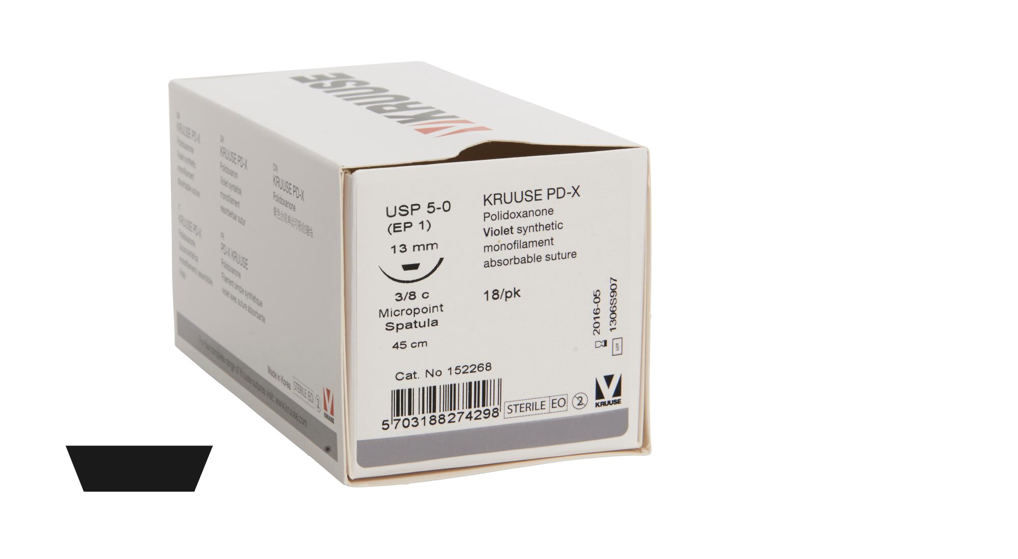 KRUUSE PD-X suture, USP 5-0, 45 cm, purple, 13 mm