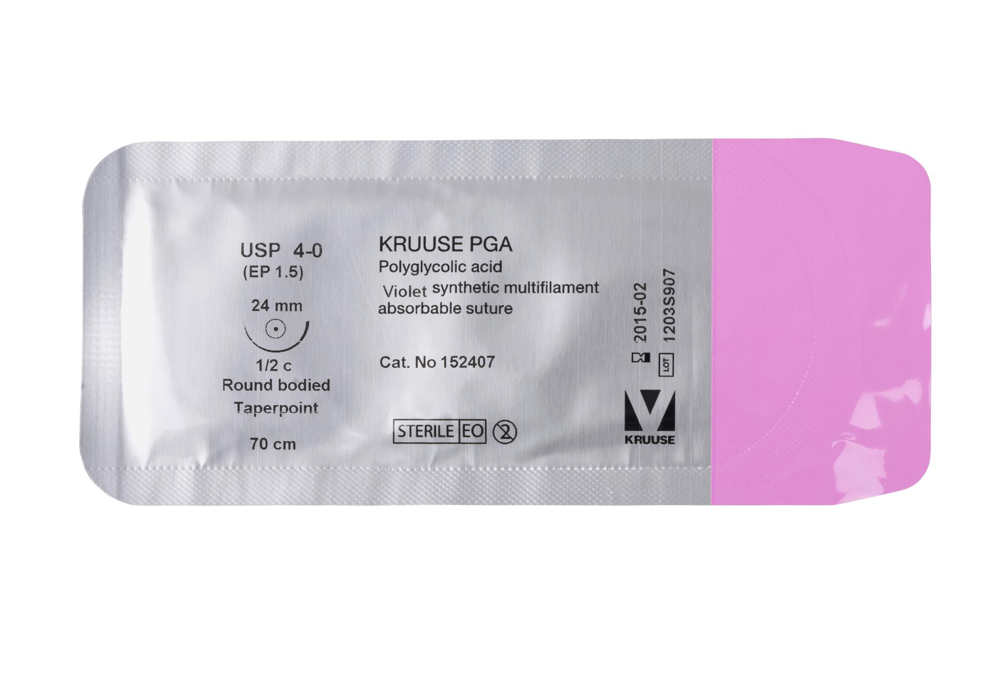 KRUUSE PGA suture, USP 4-0, 70 cm, needle: 24 mm, RB