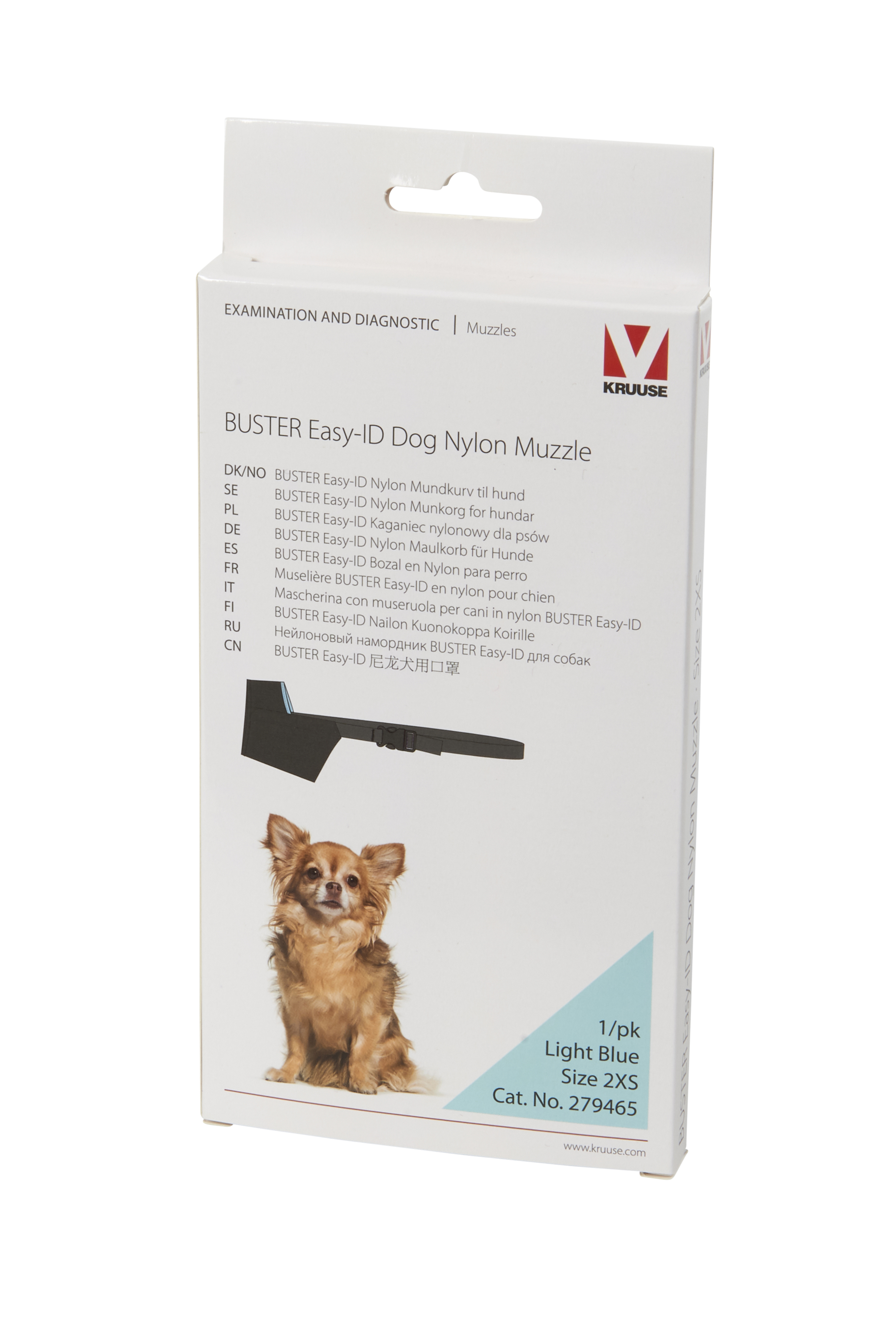 BUSTER Easy-ID nylon dog muzzle, XXS, light blue