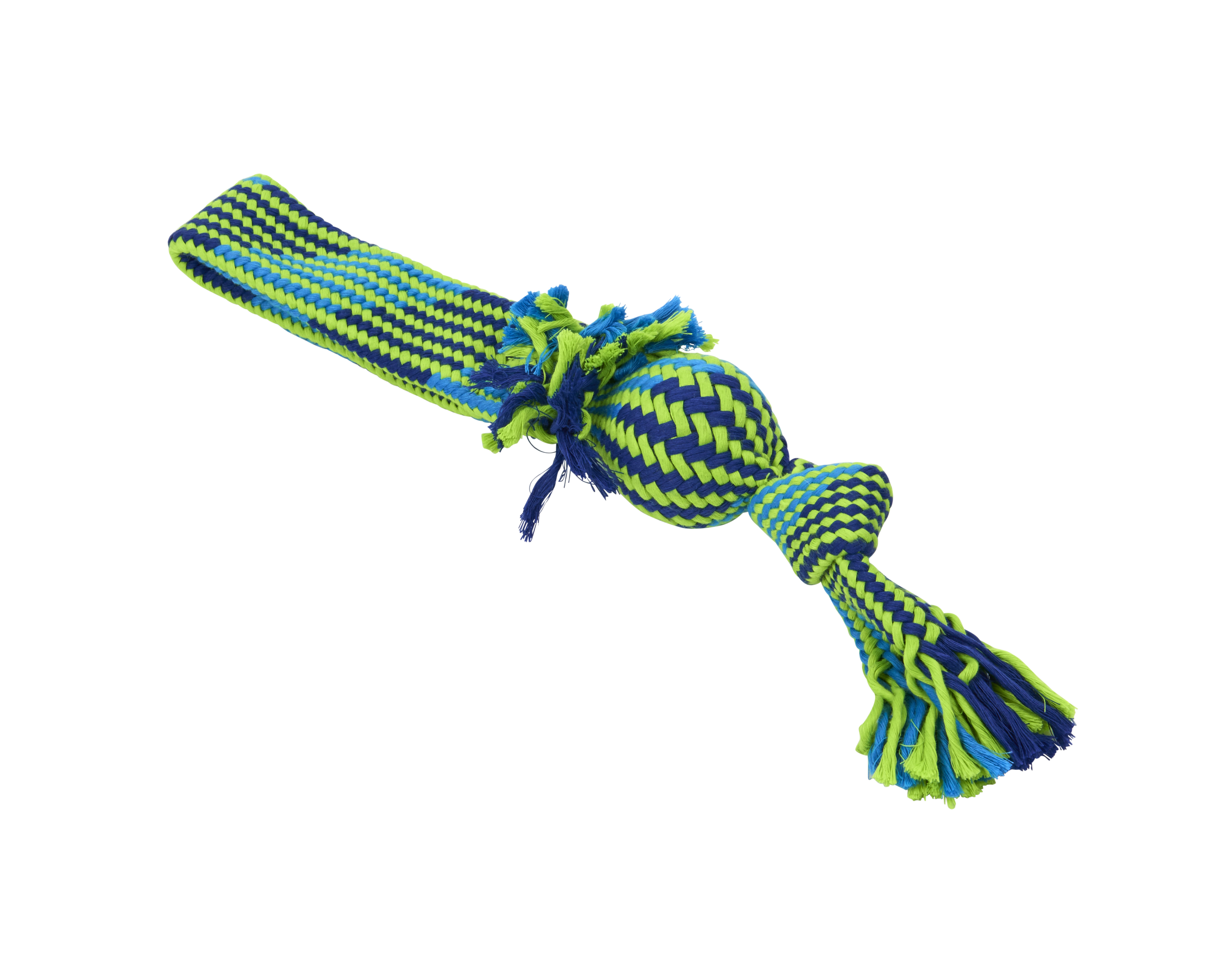 BUSTER Colour Tugger Squeak Rope with Vinyl Ball, blue/lime, 37 cm, M